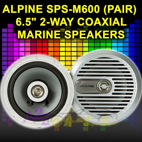ALPINE SPS-M600 6-1/2" 2-WAY MARINE BOAT SPEAKERS 110 WATTS 6.5 INCH ...