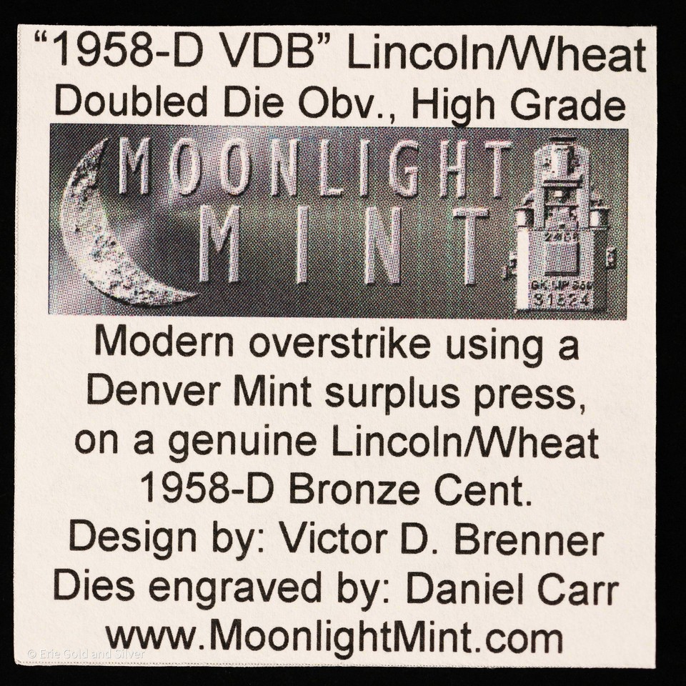 1958-D/D Dan Carr Lincoln 1 C "DDO" VBD O/S on USA 1958-D 1 Cent ANACS ...