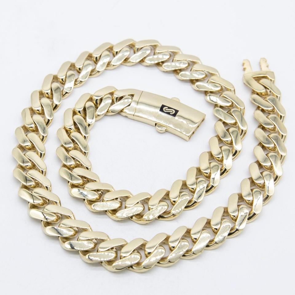 13mm Mens Miami Cuban Royal Link Chain Necklace Box Clasp Real 10K ...