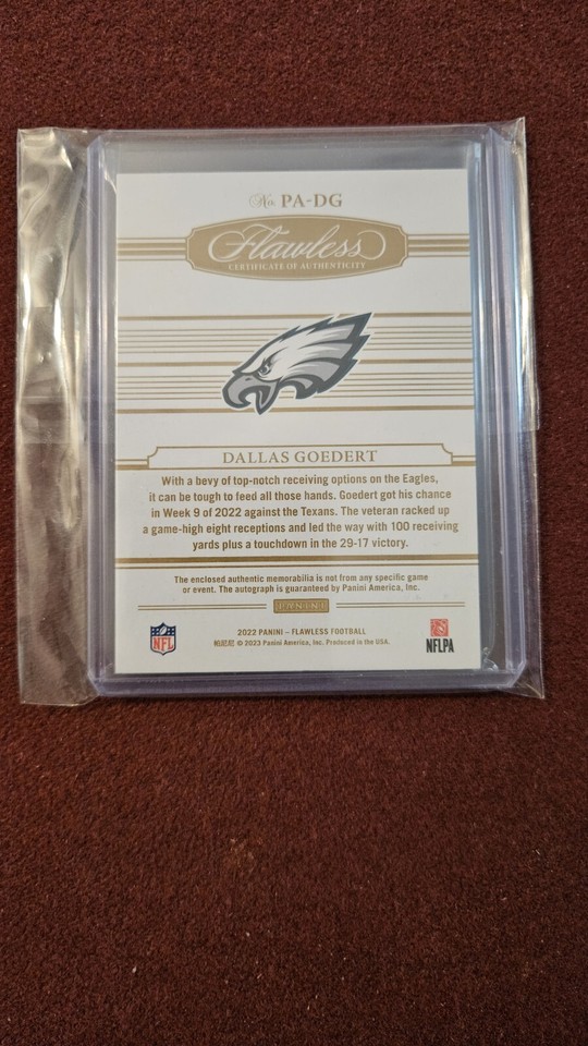 Dallas Goedert Auto Patch Autograph 2022 Panini Flawless 2/6 | eBay