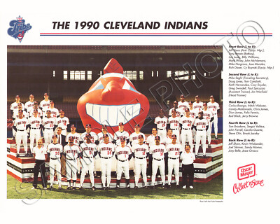 1990 CLEVELAND INDIANS TEAM 8X10 PHOTO PICTURE ALOMAR BELLE JACOBY DOUG ...