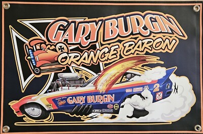 Gary Burgin ORANGE BARRON NHRA AA/FC 1974 Ford Mustang 16"X24" Vinyl ...