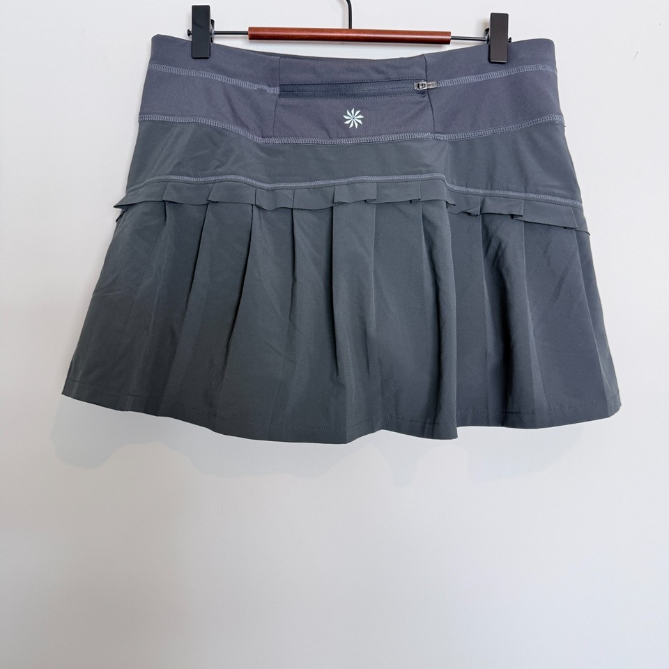 Athleta Runaround Pleated Back Tennis Skirt Skort Small Gray Golf ...
