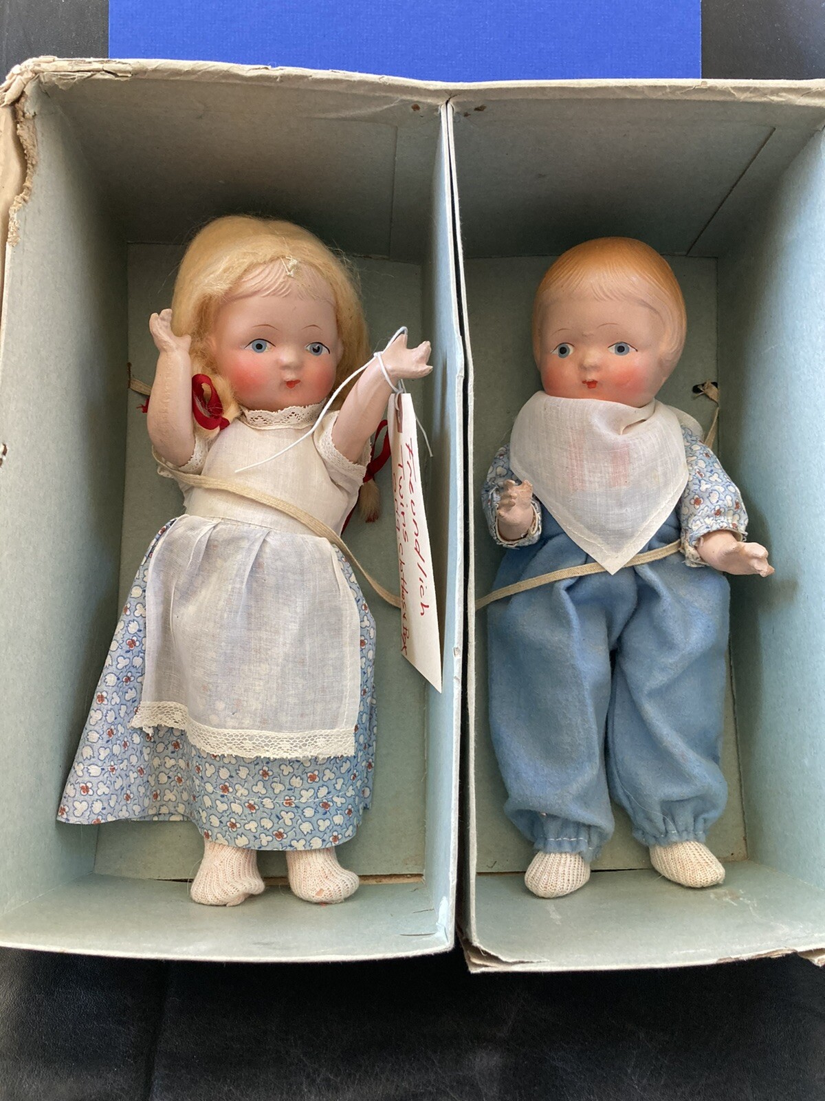Vintage Freundlich Composition Twin Dolls 11 Inches Original Box | eBay