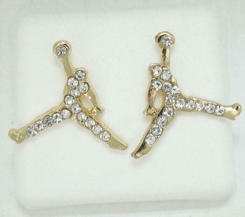 1.70 Ct Simulated Diamond Jordan Jumpman Stud Earring 14K Yellow Gold ...