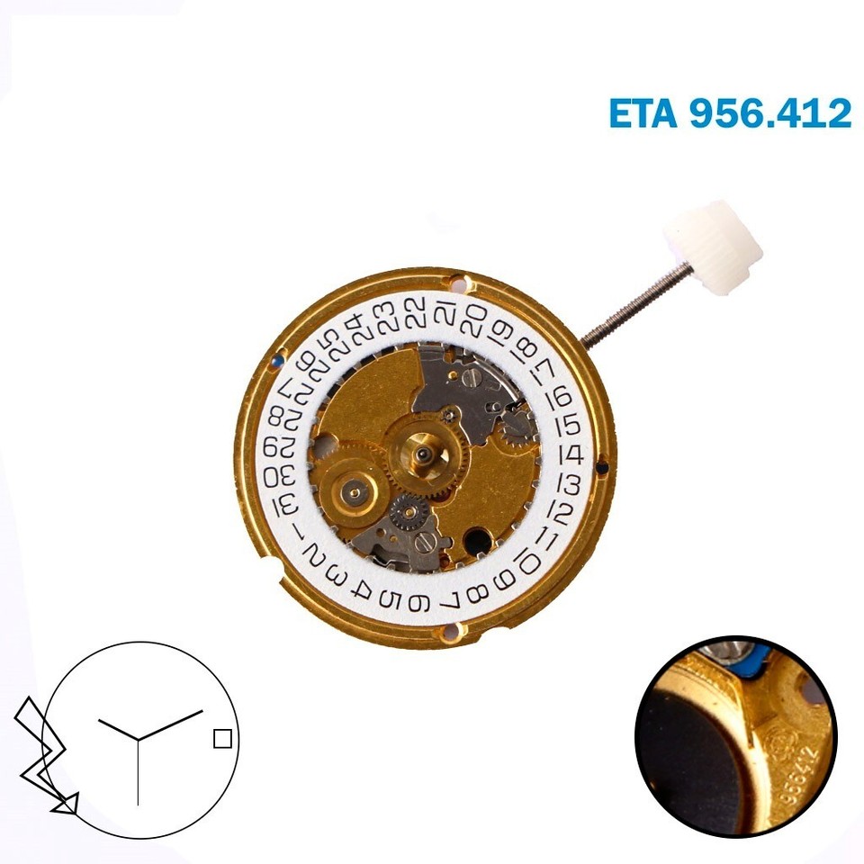 ETA 956.412 Quartz Swiss Movement ,3 Hands ,White Date Disk at 3. | eBay