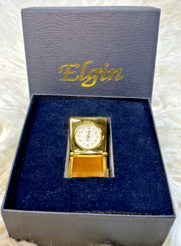 Elgin Quartz Mini Brass Clock & Picture Frame Baby Carriage New With ...