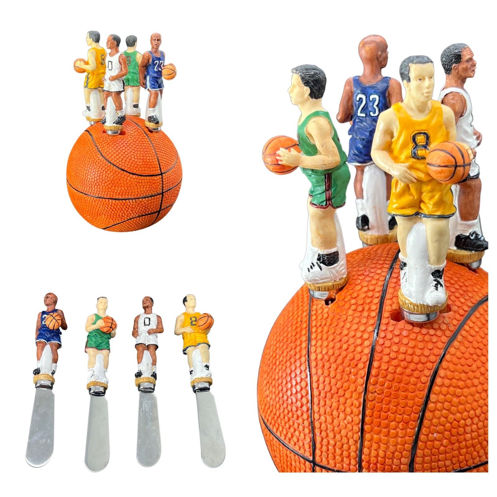 Novelty Basketball Player Figurines on Metal Spreader Knives - Set of 4 ...