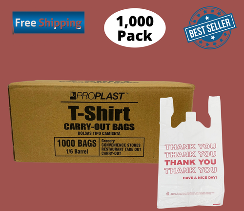 Proplast T-shirt Carry-Out Bags, 1000 ct. (No Ship To CA) 8600078095070 | eBay