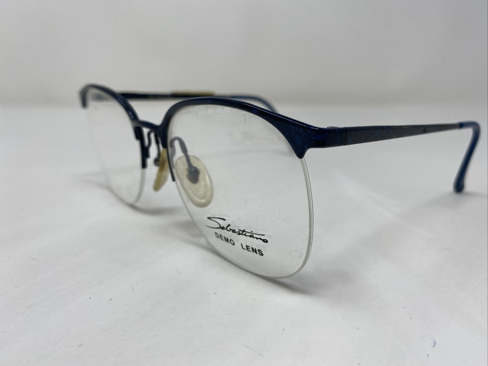 Sebastiano 710 BLU 56-13-145 Blue Metal Half Rim Eyeglasses Frame MU67 ...