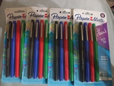 New 4X Paper Mate Flair Felt Pens Medium Point Assorted Ink 4-Pack Each ...