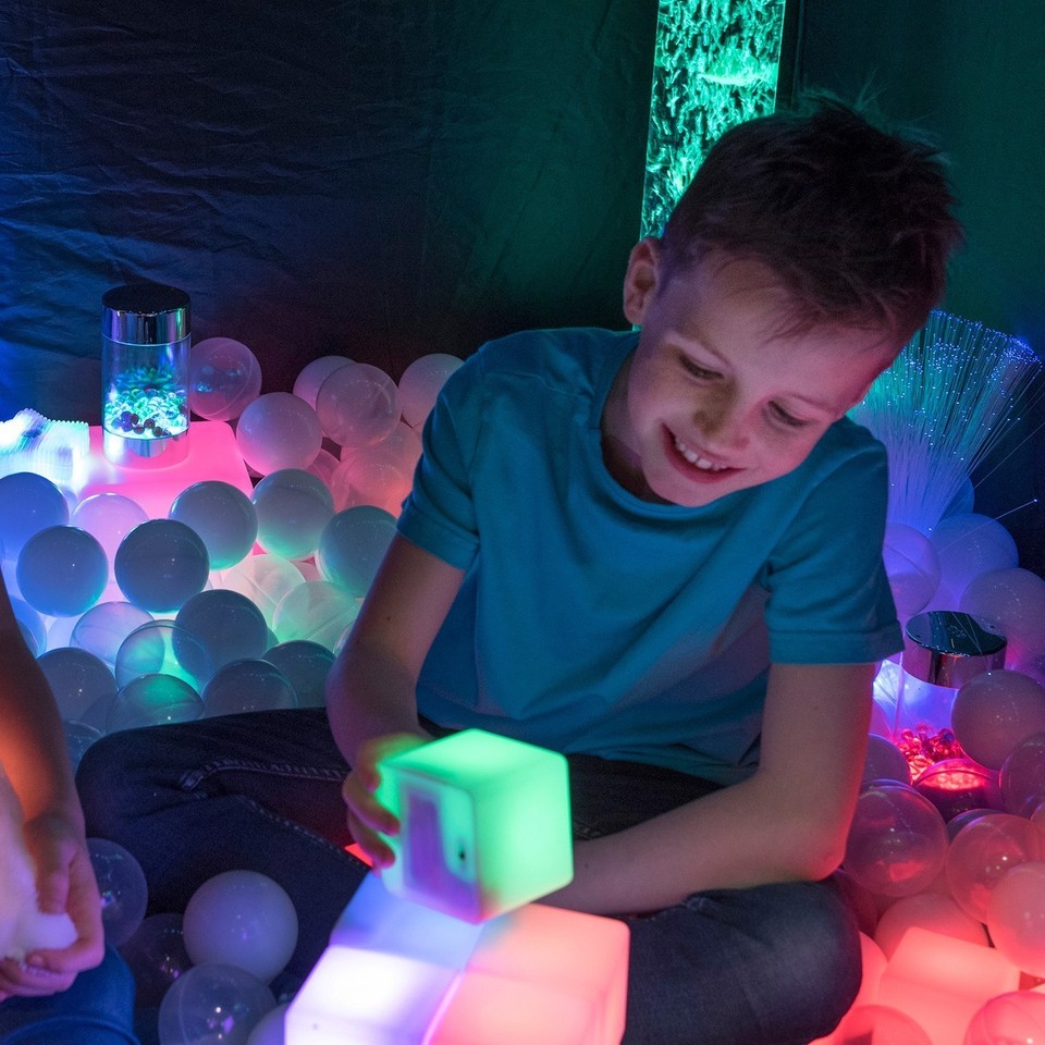 12 PCS Glowing Building Blocks Sensory Glow Cubes Bricks for Kids ...