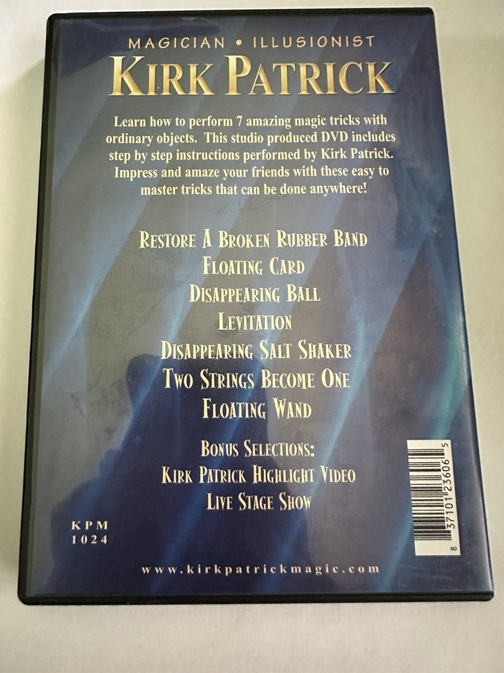 'Learn Magic 7 Amazing Tricks!' Kirk Patrick Magician Illusionist (DVD ...