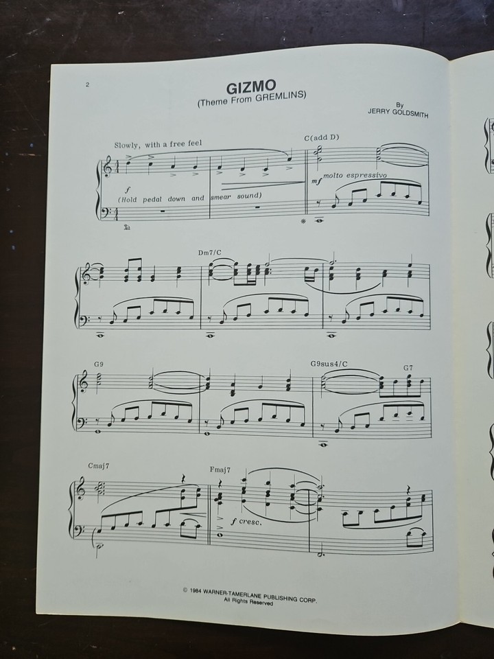 Gizmo Theme from Gremlins 1984 Sheet Music Jerry Goldsmith | eBay