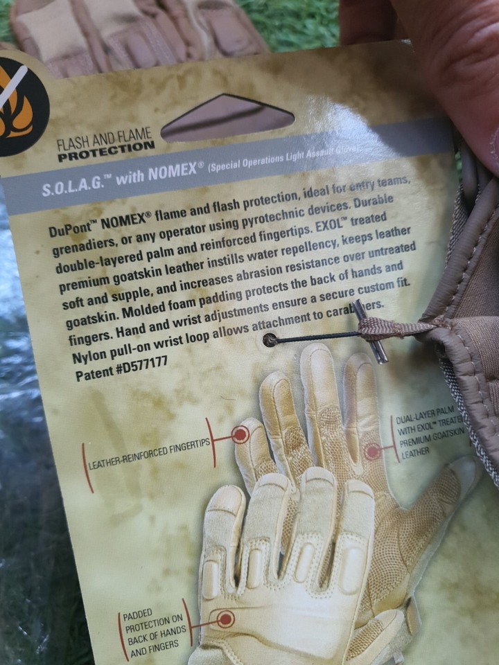New Blackhawk SOLAG Nomex Spec Ops Combat Gloves XXL Light Aslt (REF O ...