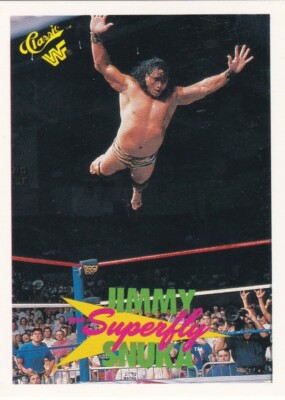 1990 Classic WWF Jimmy Snuka Superfly Card #131 WWE Wrestling Stain on ...
