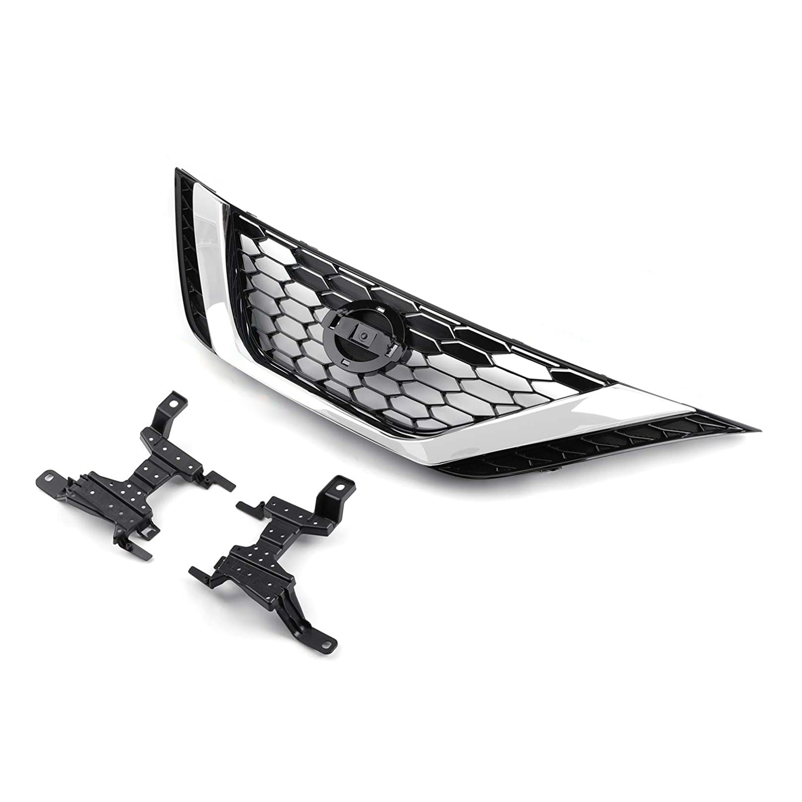 Front Chrome & Black Bumper Grille FIT 2016 2017 2018 Nissan Sentra ...