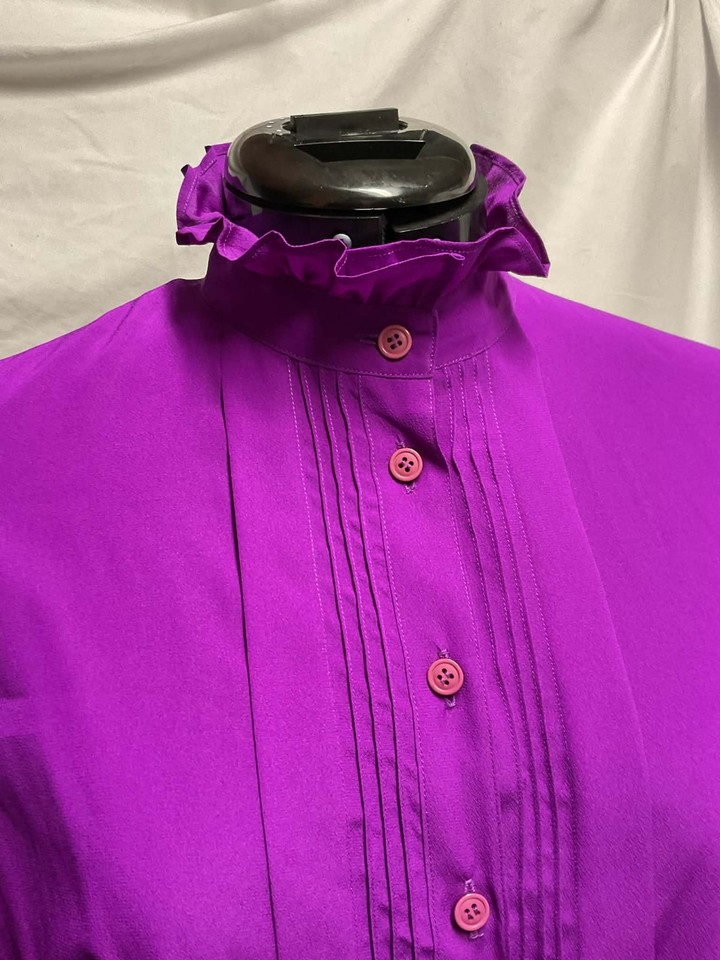 Women's Vintage 70s 80s Purple Dress Flowy Retro Chic Michael Benjamin ...