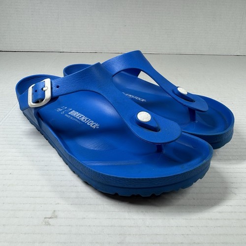 Birkenstock Women's Flip Flops Gizeh Blue Rubber Thong Sandals Size 38 ...