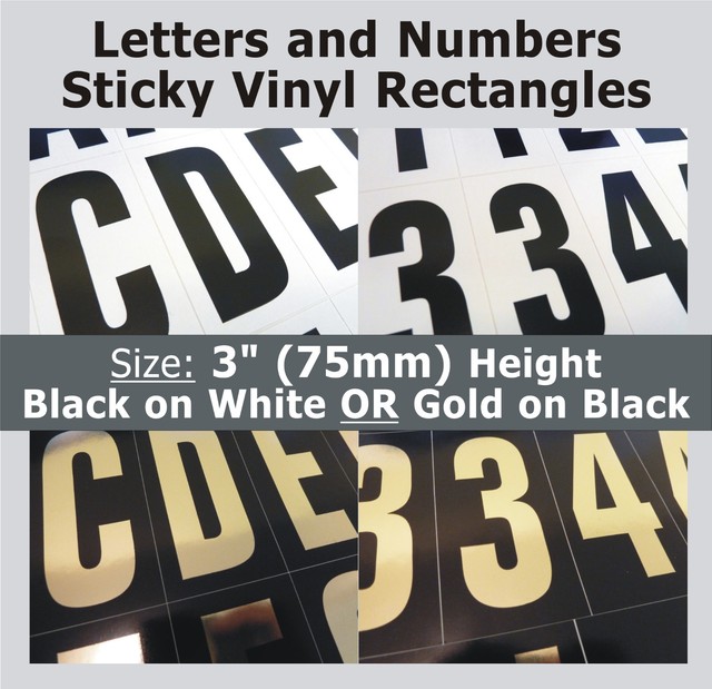 62 x Sticky Letters and Numbers 3" , Self-Adhesive , Plastic Vinyl ...