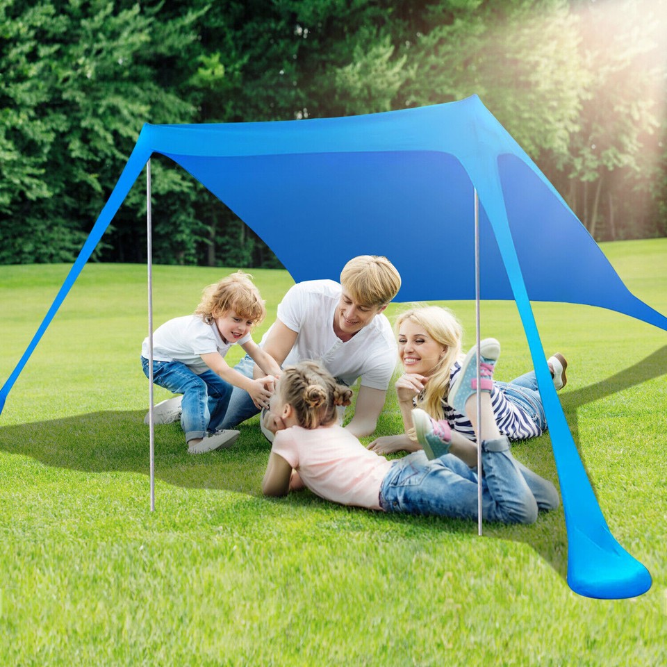 Beach Tents Portable Sun Shade Canopy UPF 50+ Outdoor Sun Shelter with ...