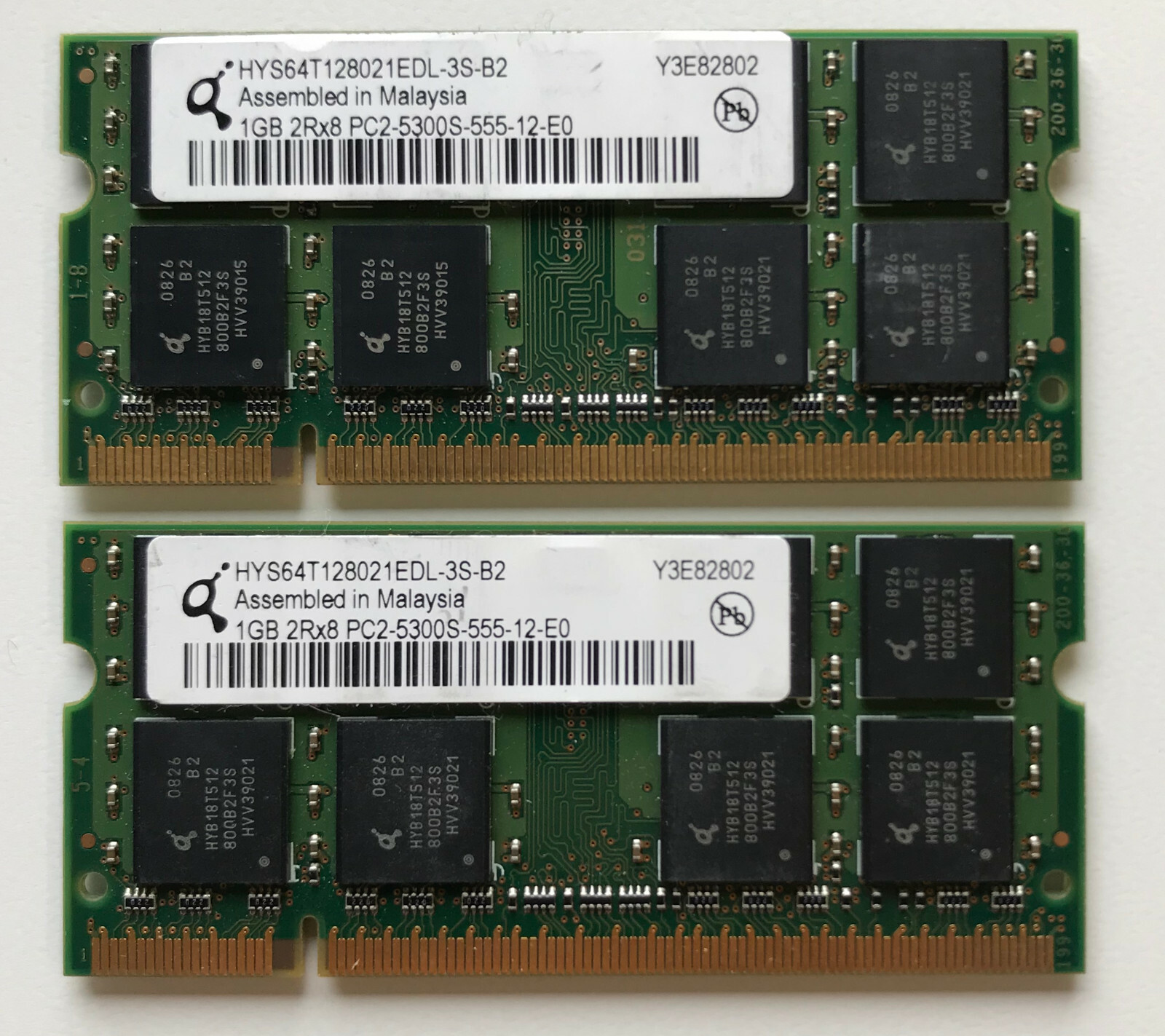 2 X 1GB (2GB Total) 2Rx8 PC2-5300S-555-12-E0 Qimonda Memory RAM ...