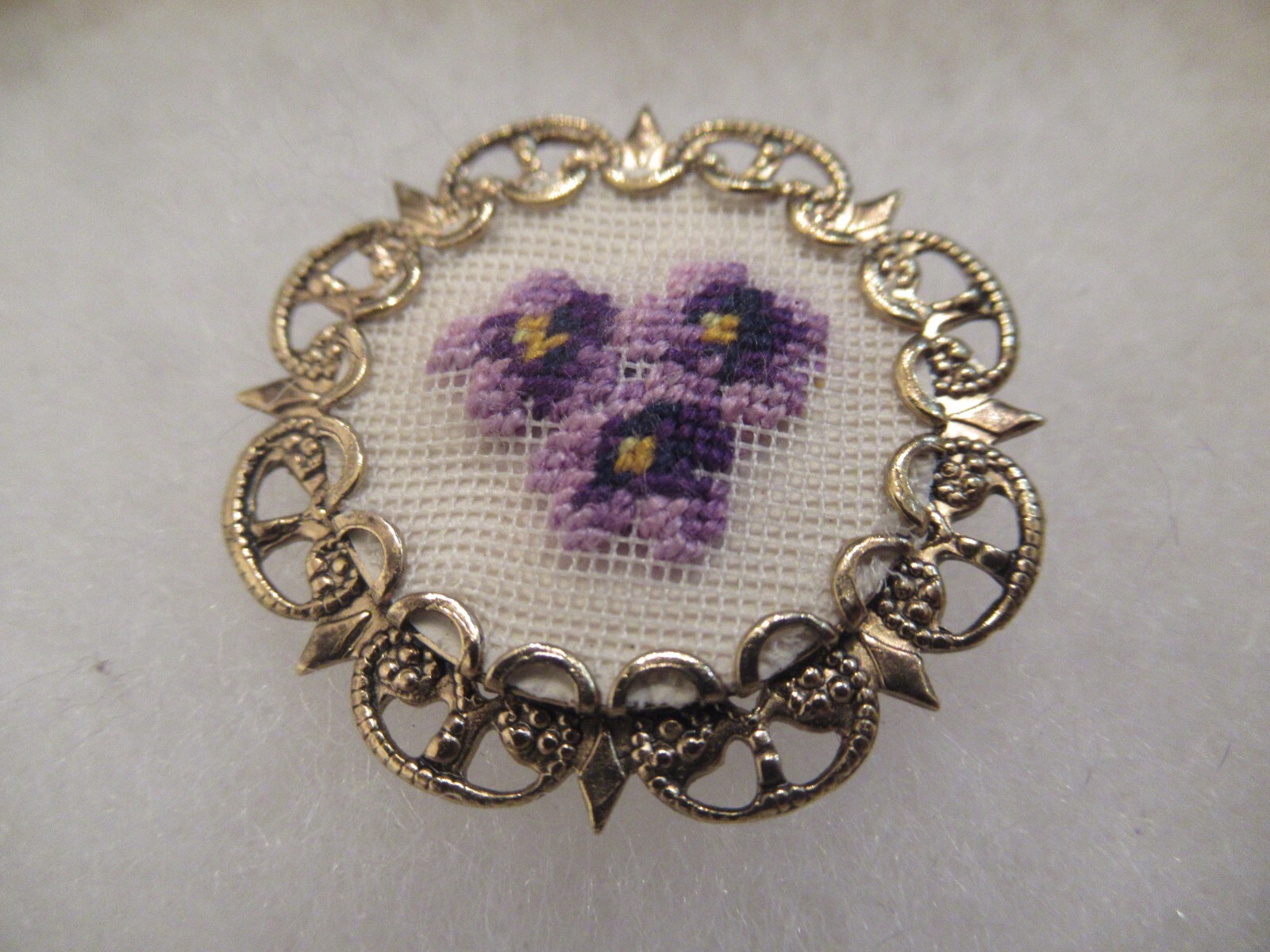 Vintage Needlepoint Petit Point Cross Stitch FLOWERS … - Gem