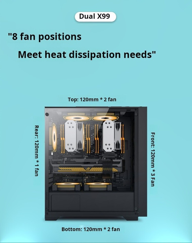 VSHENG Black USB3.0 Tempered Glass E-ATX Tower Gaming Computer Case w ...