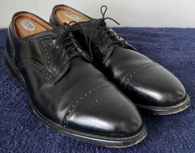 Allen Edmonds Colton Black Leather Medallion Cap Toe Oxfords USA Size ...