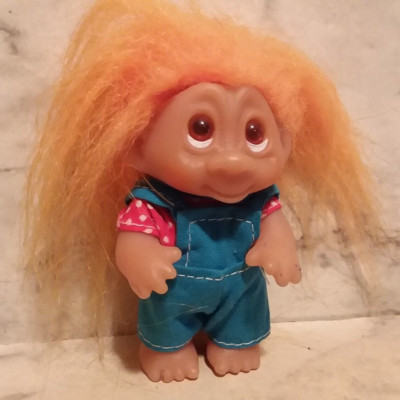 Vntg NORFIN Farmer TROLL Doll 3" Bib Overalls & Polka Dot Shirt | eBay