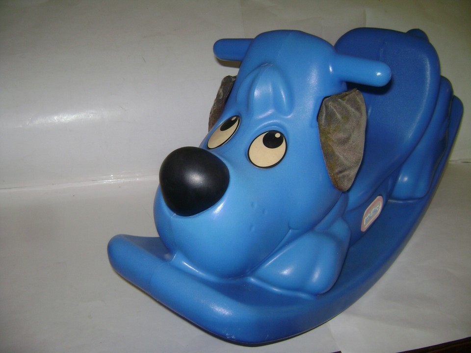 Little Tikes Tykes Rocking Horse Blue DOG Chair Toy Ride On Rocker RARE ...