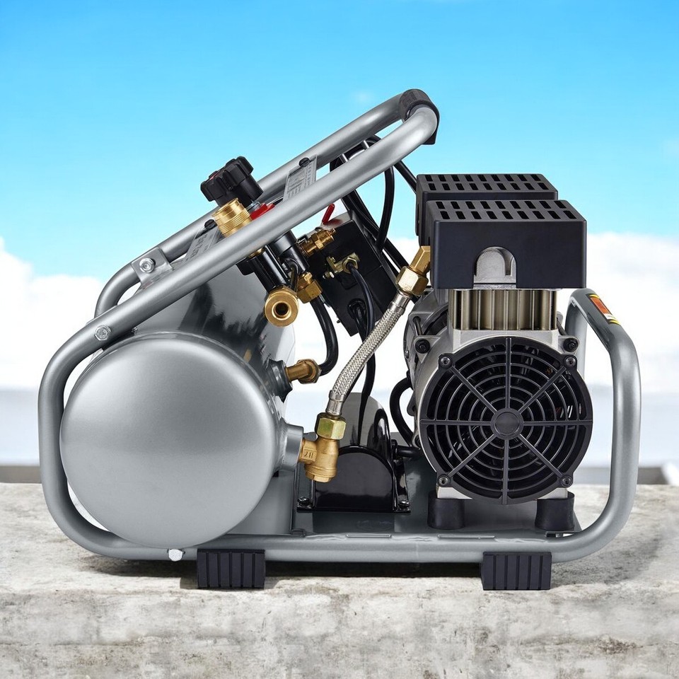 2 Gallon Jobsite Air Compressor 0.5 HP 135 PSI Ultra Quiet Oil Free ...