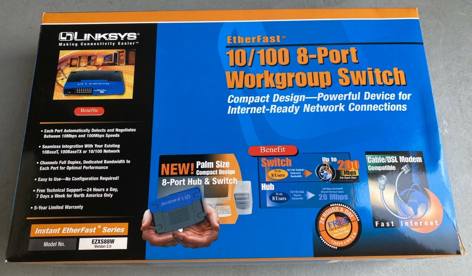 LINKSYS EtherFast 10/100 8-Port Workgroup Switch Model EZXS88W | eBay