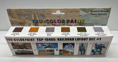 RAILROAD LAYOUT SET #1 (6) 1 OZ TRU-COLOR MODEL RAILROAD PAINT TSP10405 ...