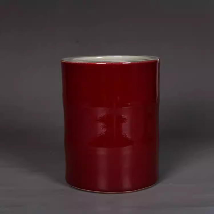 Collectable Art Chinese Hand Painting Red Glaze Porcelain Brush Pot | eBay