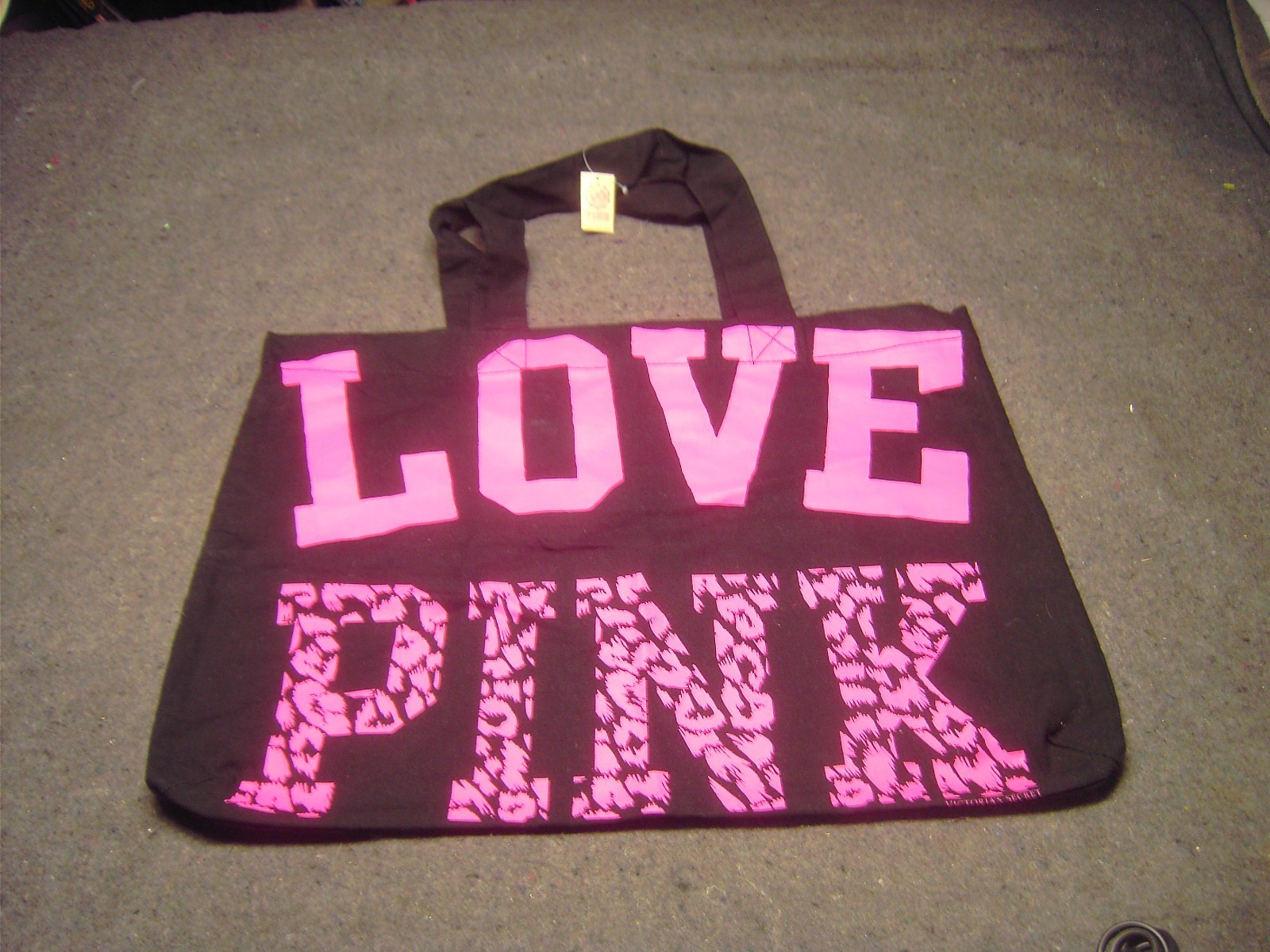 UNIVERSITY OF PINK VICTORIA'S SECRET Black Pink Tote/Shoulder Bag New ...