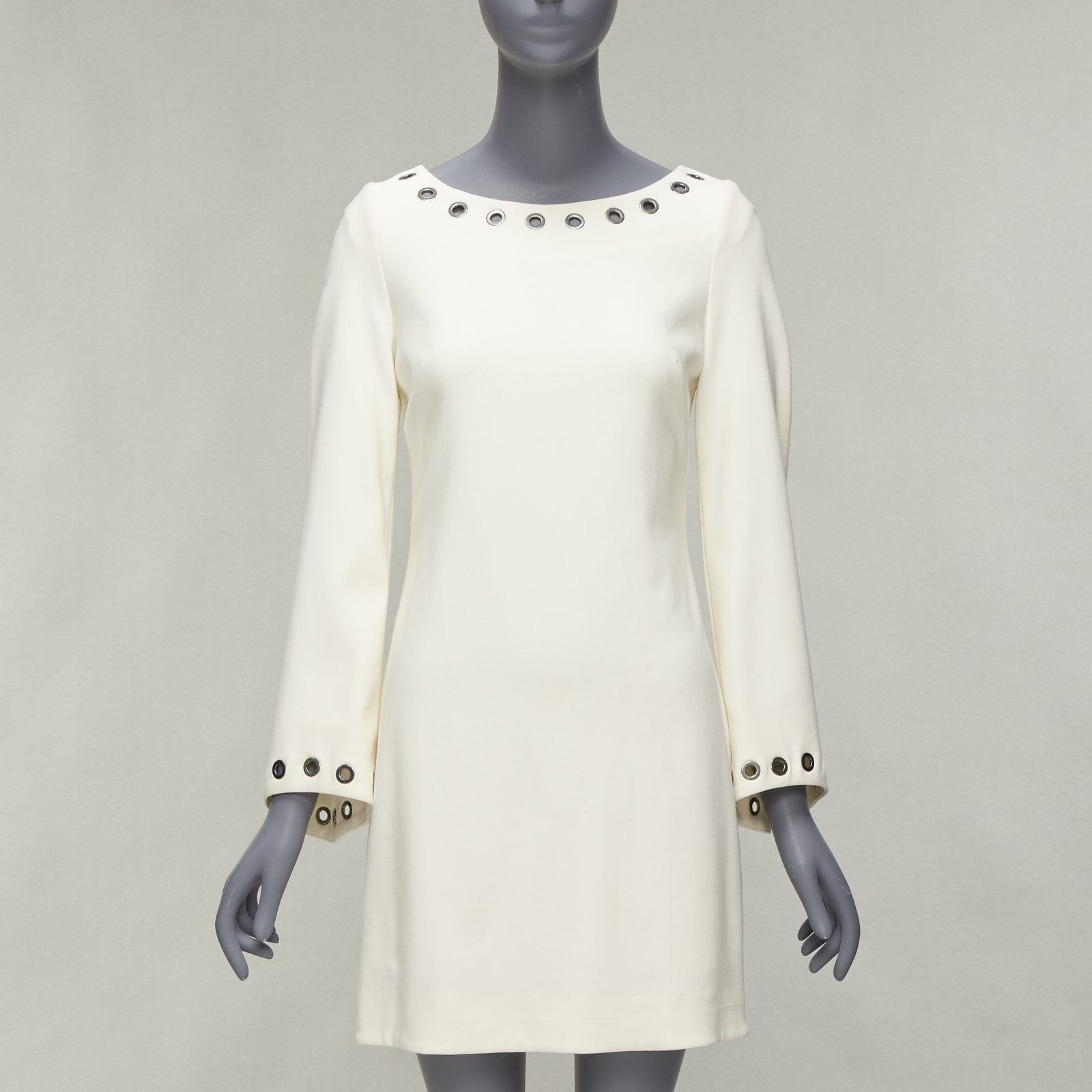 CELINE Vintage grommet detail cream crepe bell sleeve… - Gem