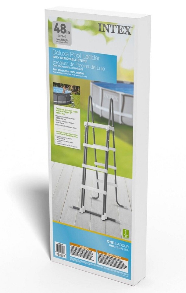 Intex Deluxe Pool Ladder with Removable Steps for 48Inch Wall Height ...