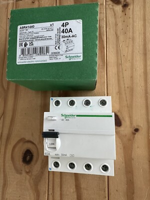 SCHNEIDER 40 AMP 30mA FOUR 4 POLE RCD TYPE AC iID A9R41440 40A ACTI9 ...