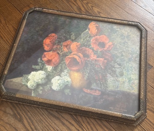 VINTAGE 1940s Art print Max Streckenbach Floral Poppies Still Life ...