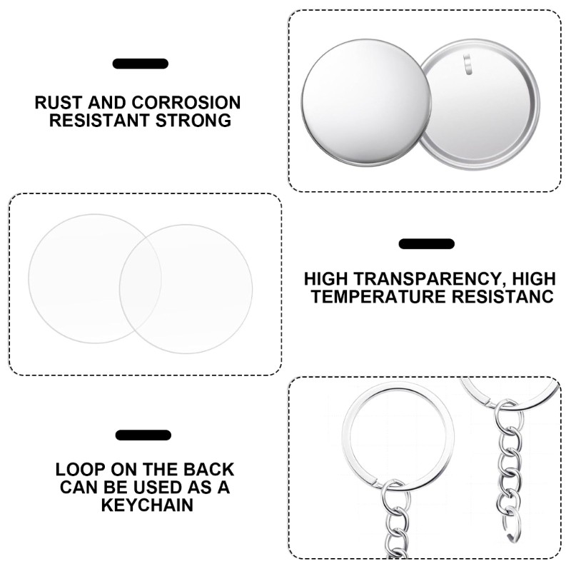 58 mm Button Badge, Keyrings with Chains for Making Key Holder ...