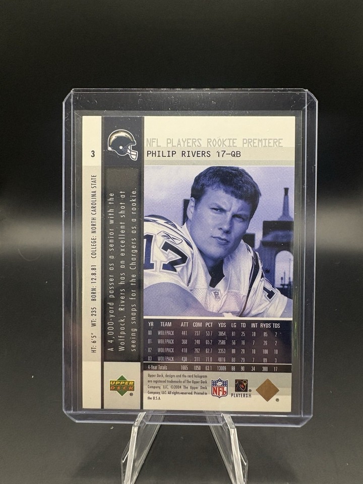 2004 Upper Deck NFL Players Rookie Premiere - Philip Rivers #3 Gold (RC ...