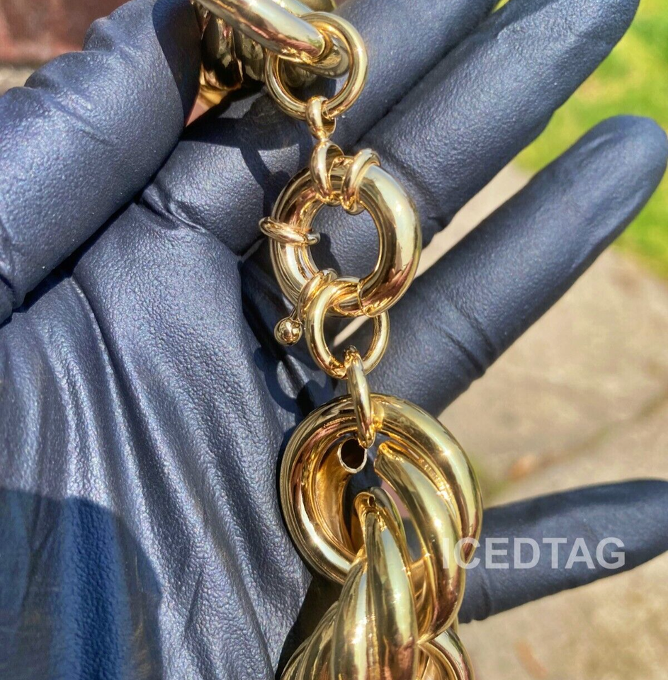 14k Gold Plated Hollow Thick Rope 30" X 25mm Chunky Hip Hop Dookie ...