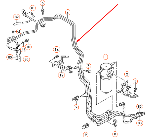 OEM Volkswagen Amarok 2h Fuel Hose Pipe 2H0130308P 2.0 Diesel Genuine ...