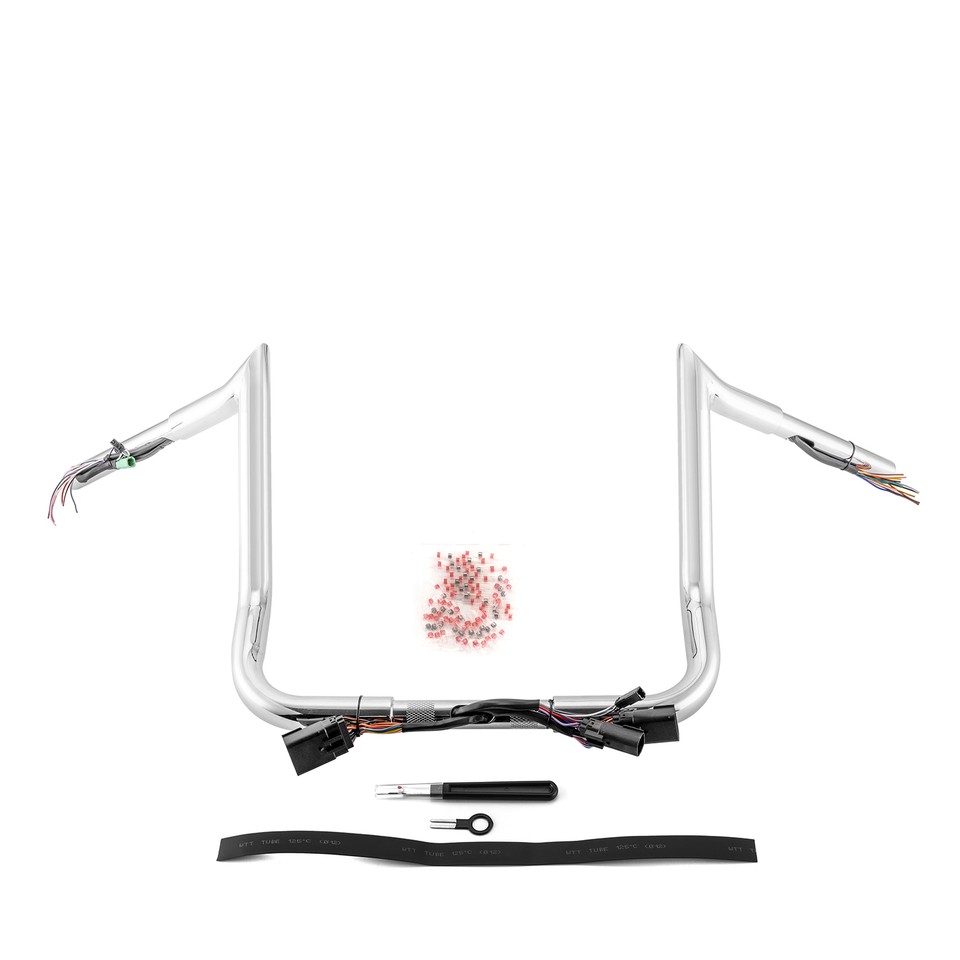 Pre-Wired 12" Rise Meat Hook Ape Hanger Handlebar For Harley Street ...