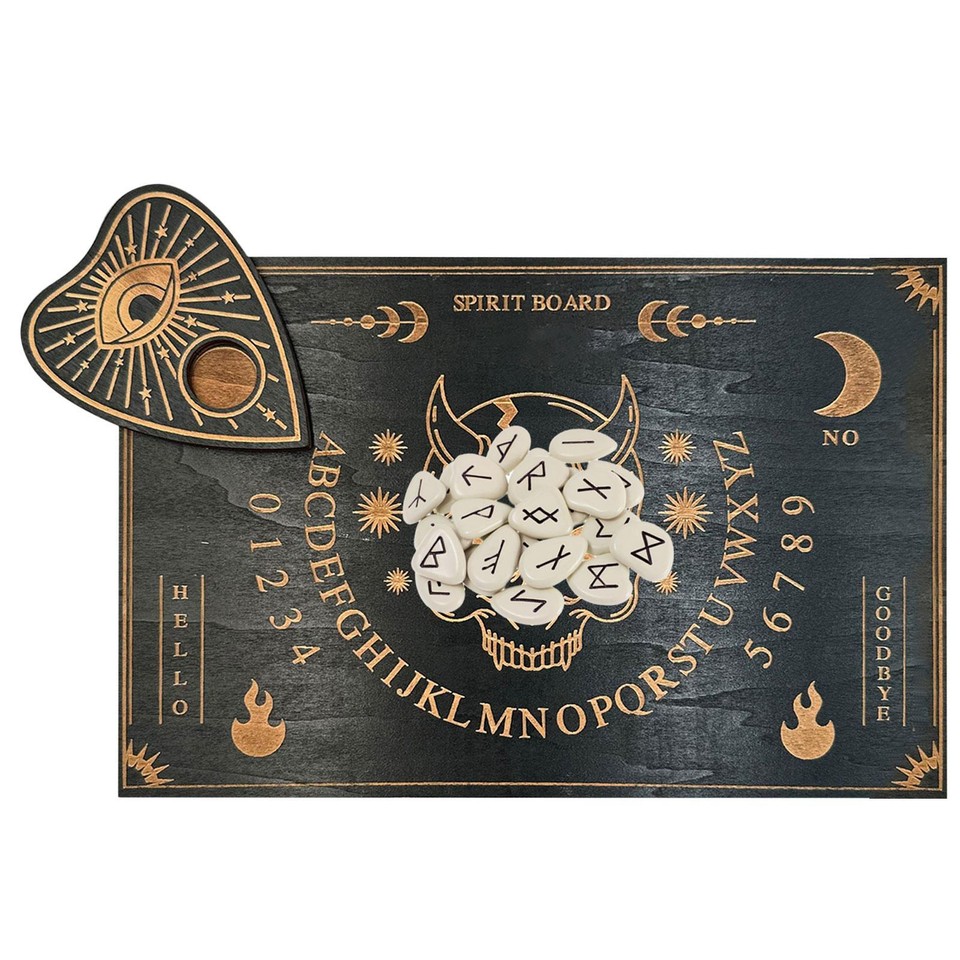 Wooden Vintage Ouija Board & Planchette Handmade Flame Hand Spirit ...