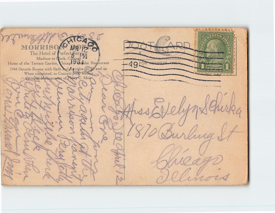 Postcard Morrison Hotel, Chicago, Illinois | eBay UK