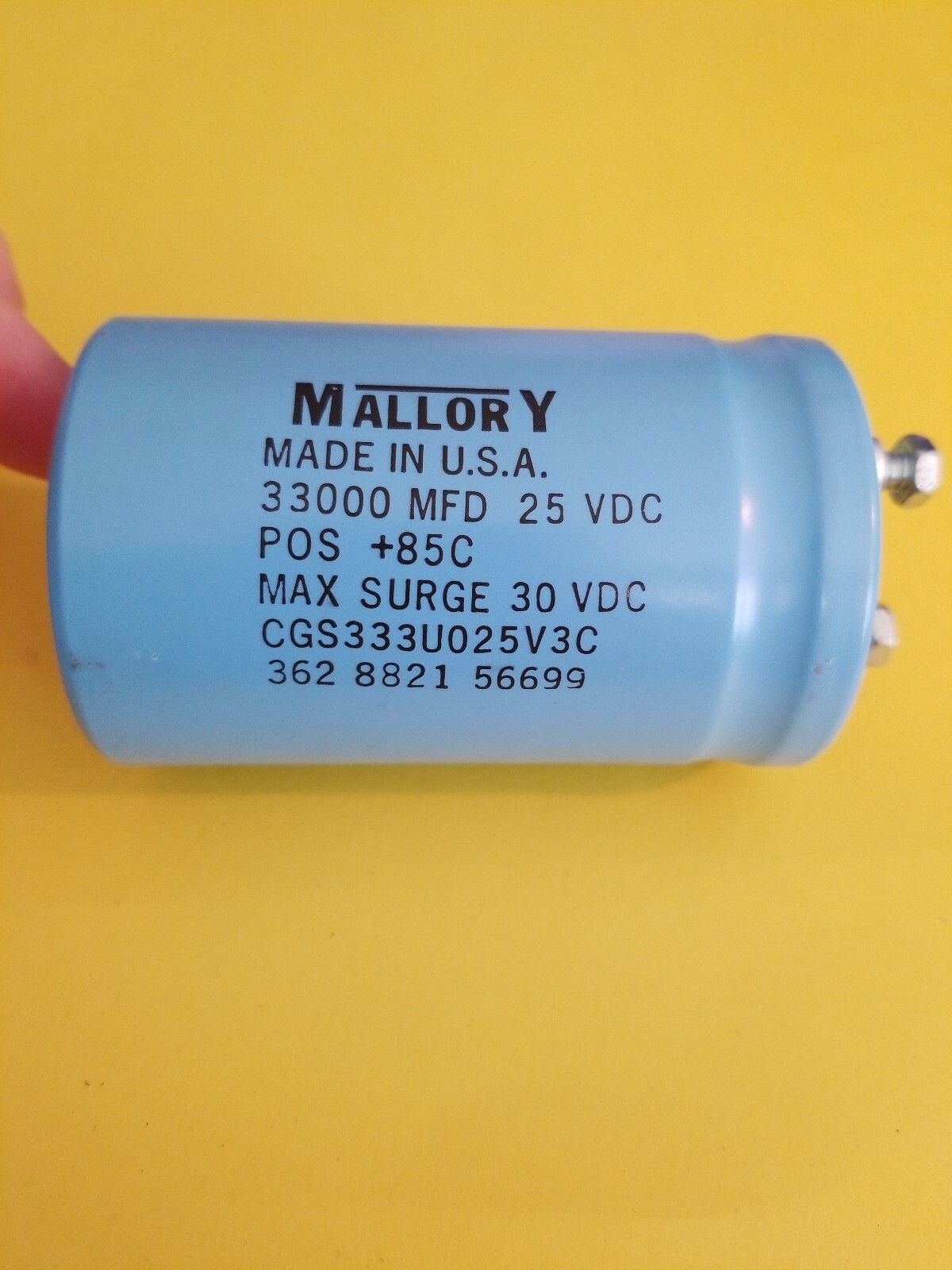 MALLORY 33000MFD 362 8821 56699 CAPACITOR, USED -FREE SHIPPING- | eBay