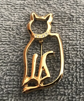 Vintage AAI - Cat Kitten Brooch/Pin - Gold Tone - Signed | eBay