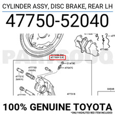4775026140 Genuine Toyota Cylinder ASSY Disc Brake Rear LH 47750-26140 ...